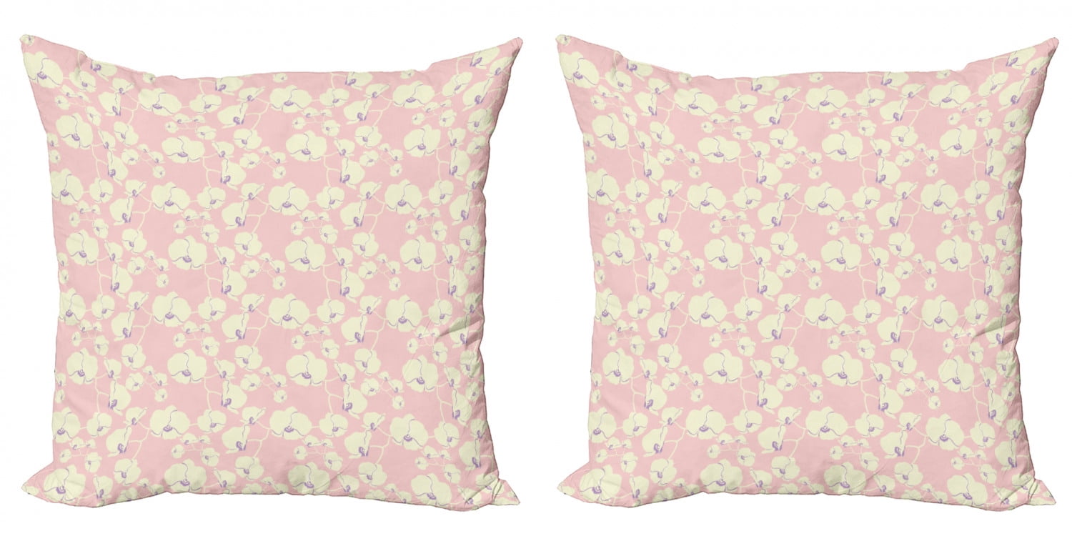 Flower Throw Pillow Cushion Cover Pack of 2, Blossoming Nature Theme on ...