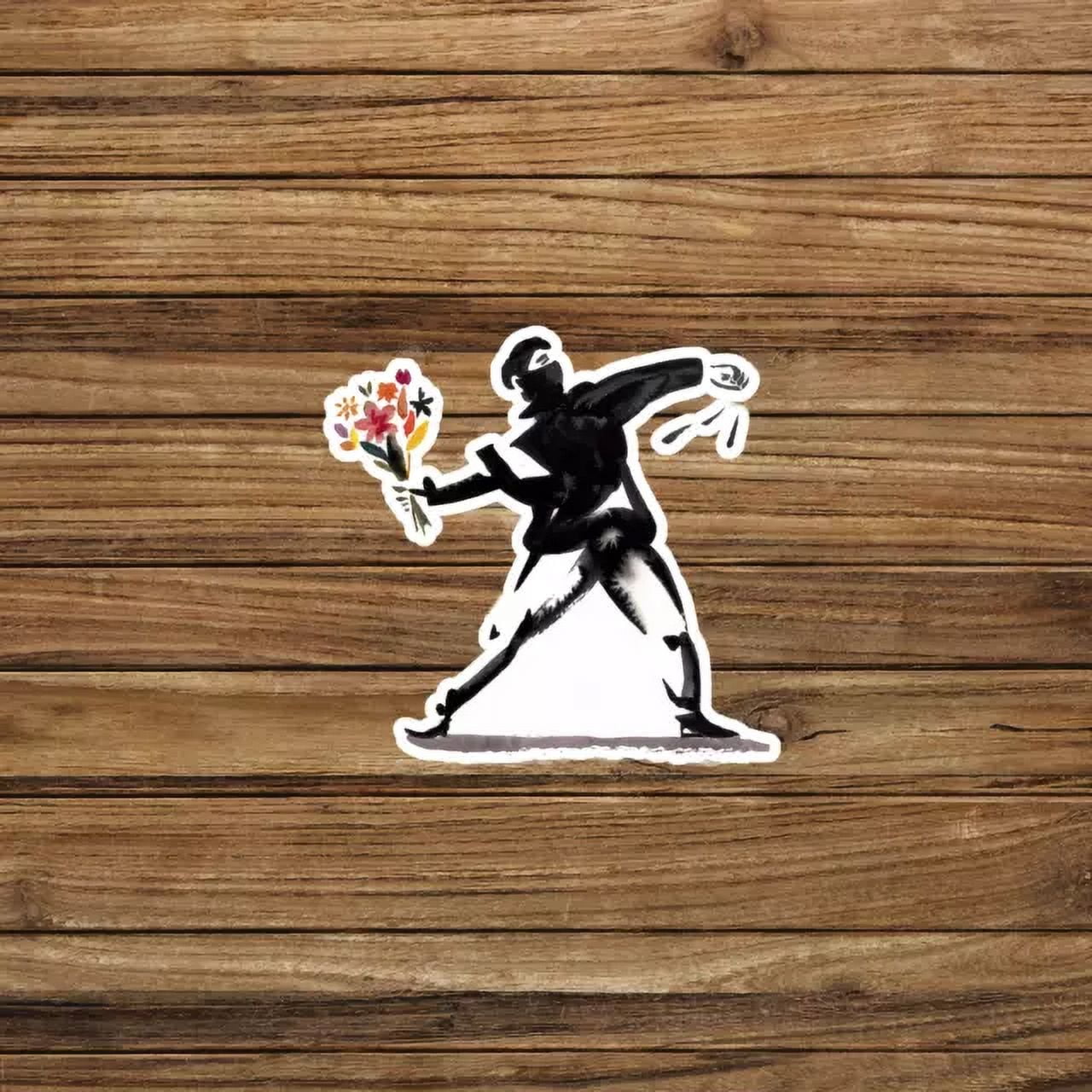Flower Thrower - Banksy Inspired Protest Art Sticker Decalphone Decal ...