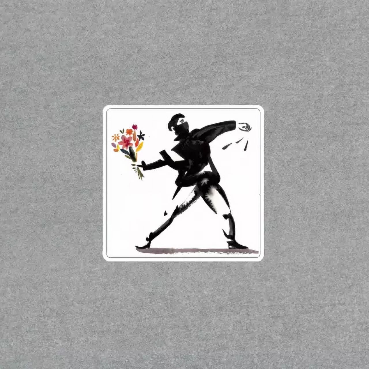 Flower Thrower - Banksy Inspired Protest Art Sticker Decalphone Decal ...