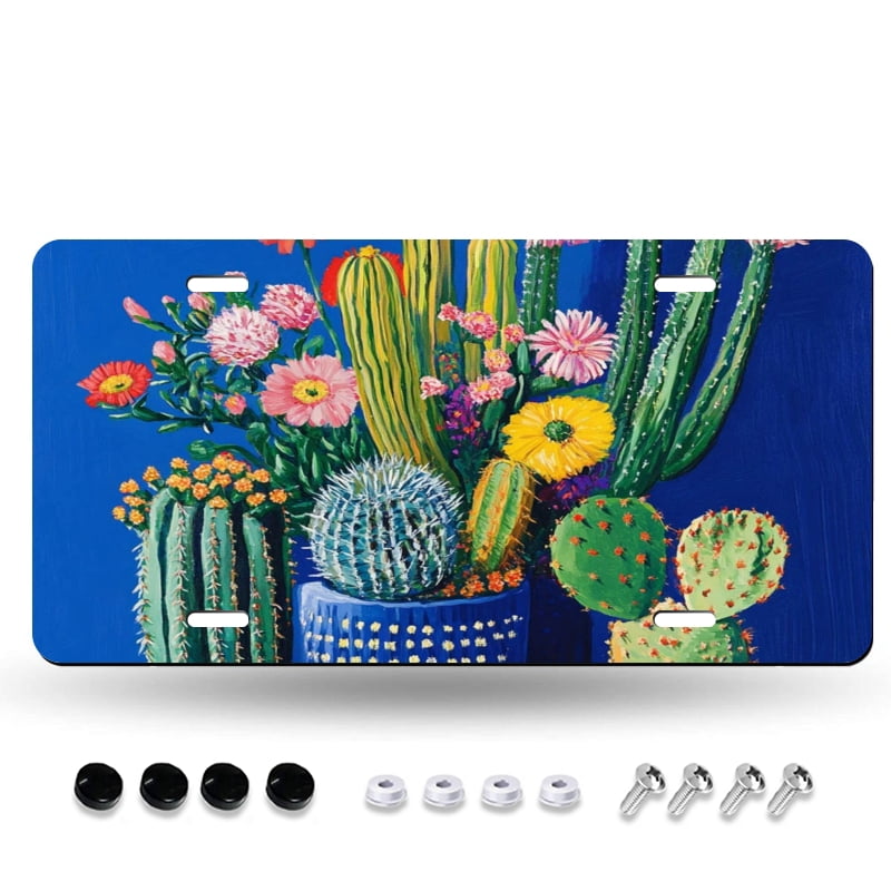 Flower - Topped Cacti in Charming Arrangement License Plate Frame ...