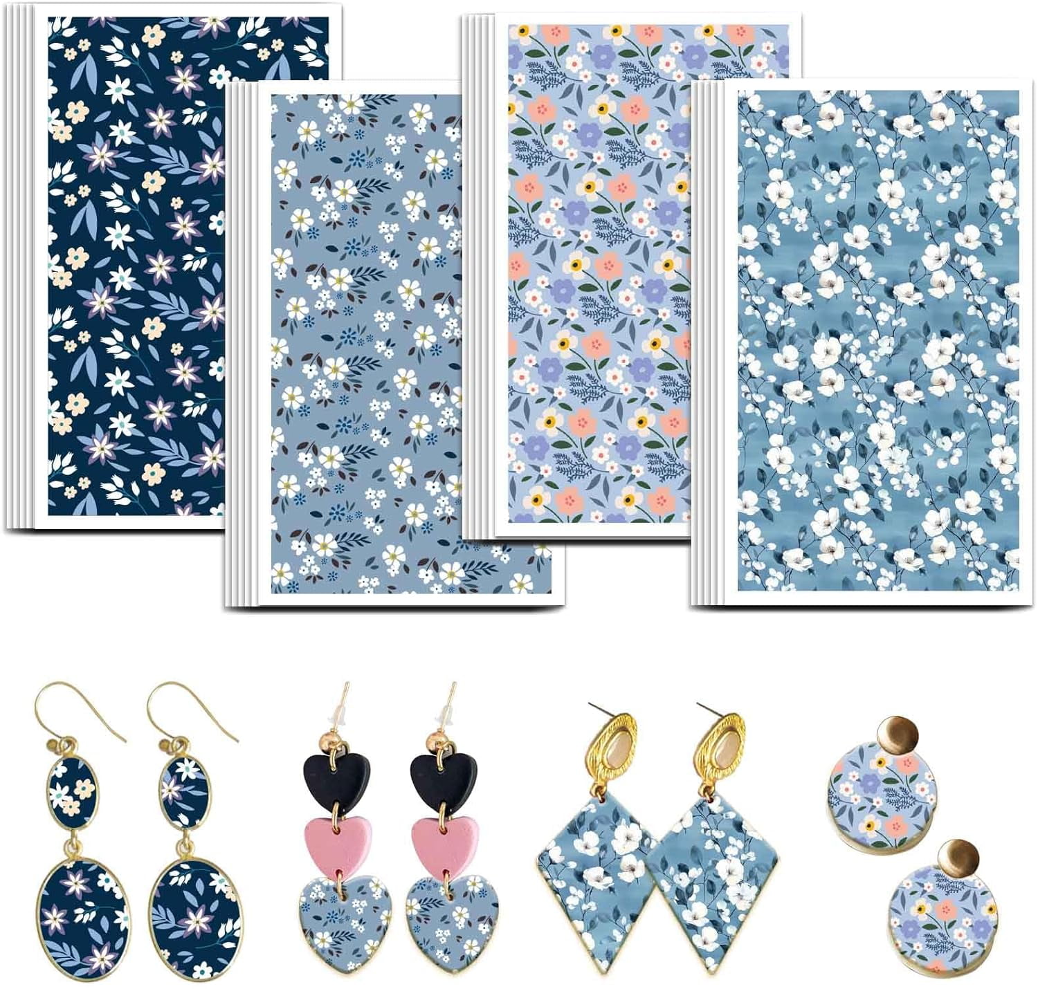 Flower Transfer Paper 4 Design 24Pcs Transfers Paper for Blue ...