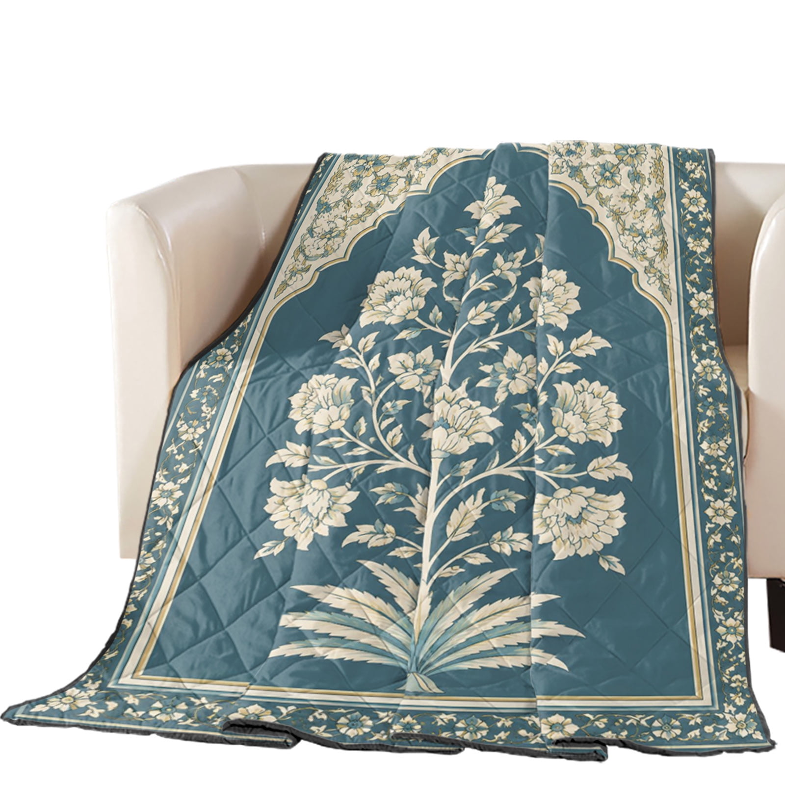 Flower Tree Leaves Quilted Comforters Cooling Blanket Oversized King ...