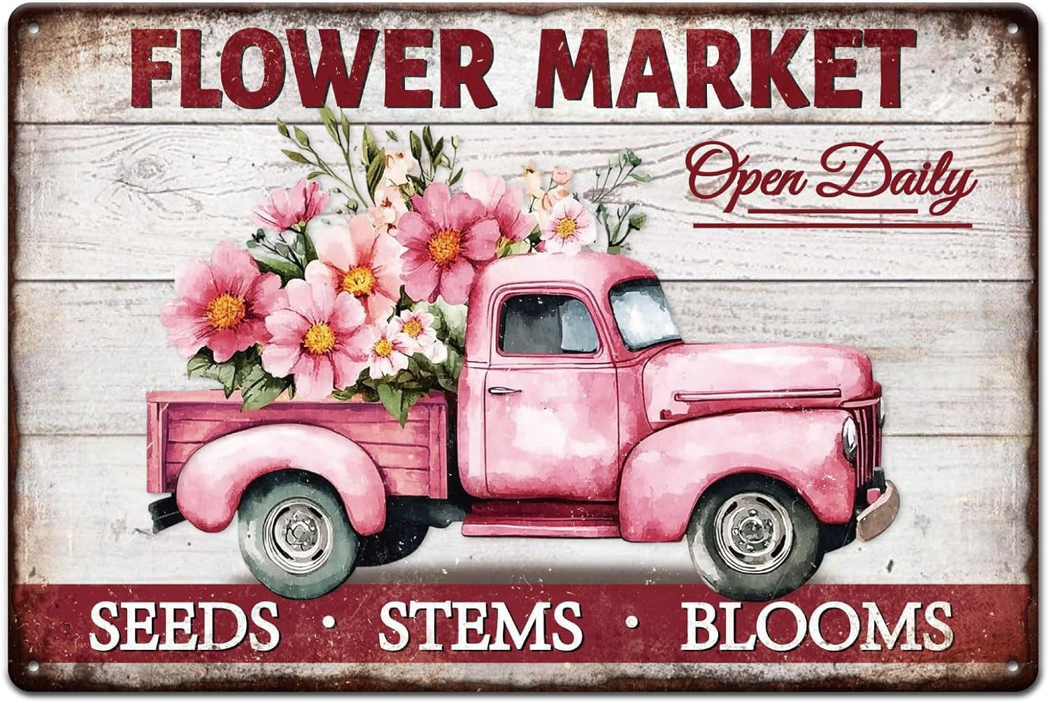 Flower Truck Metal Tin Sign "Flower Market" Vintage Painting Tin Signs ...