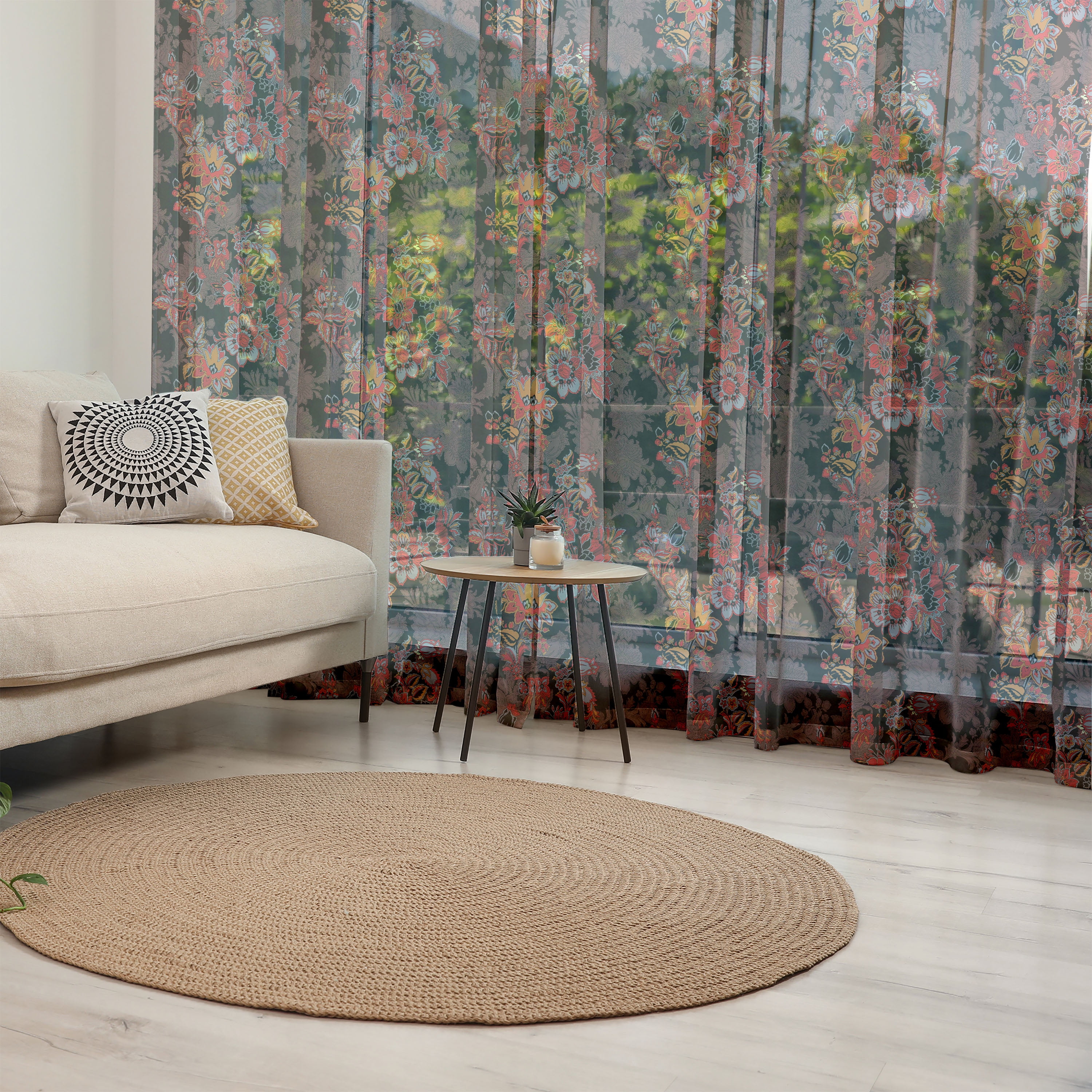 Flower Tulle Curtains with Rod Pocket, Flowers of Asia in Japanese Art ...