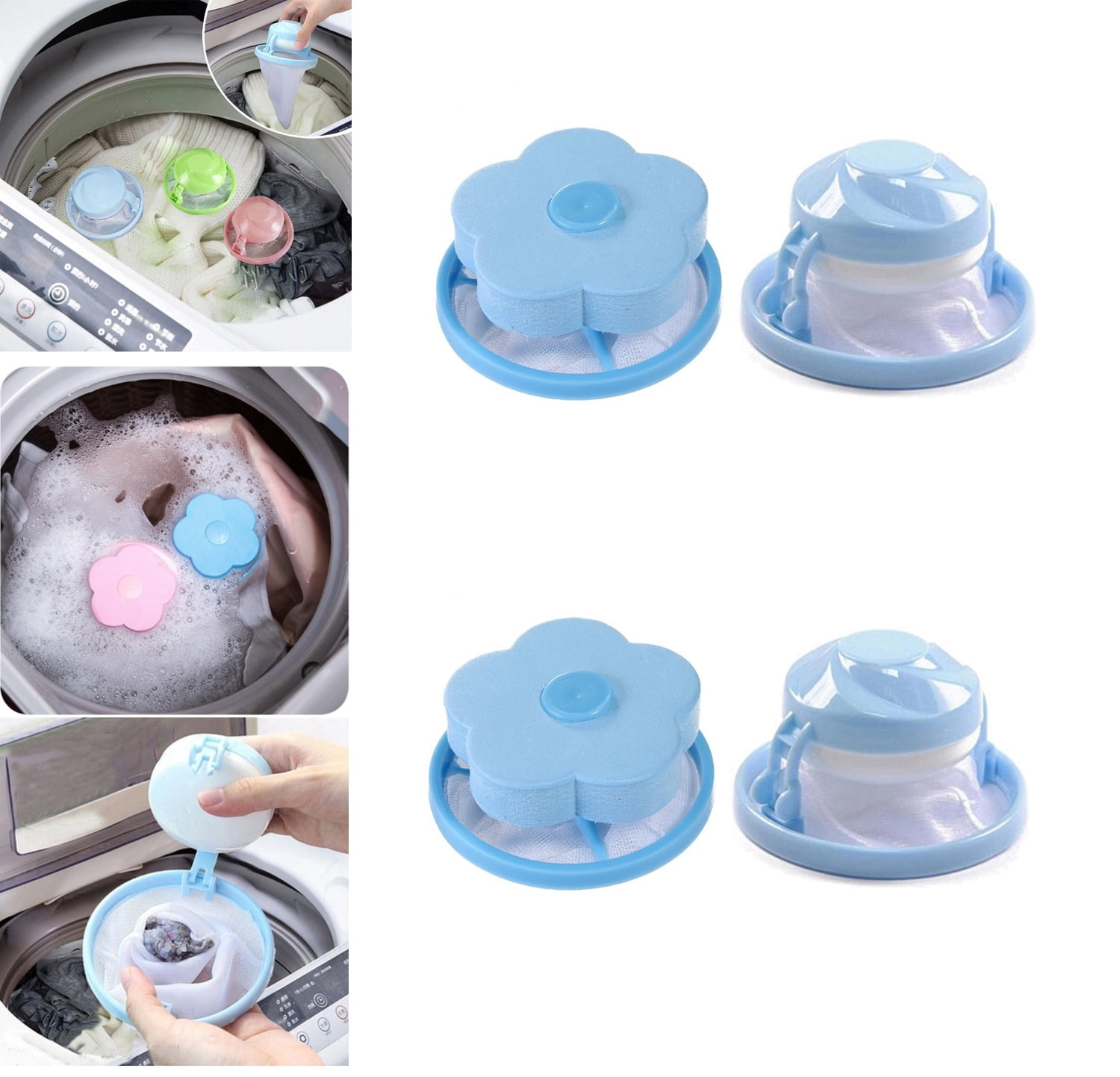 Flower-Type Washing Machine Floating Lint Mesh Bag Hair Filter Net ...