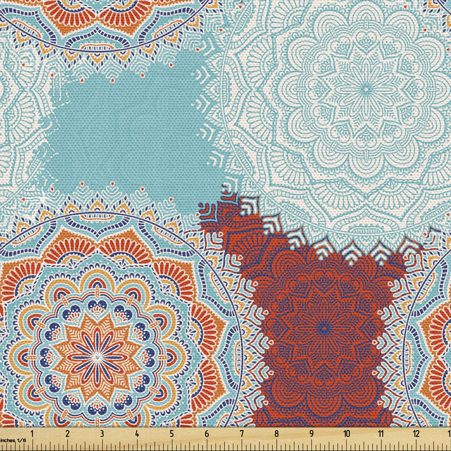 Ambesonne Flower Fabric by the Yard Upholstery, Folkloric Pattern of ...