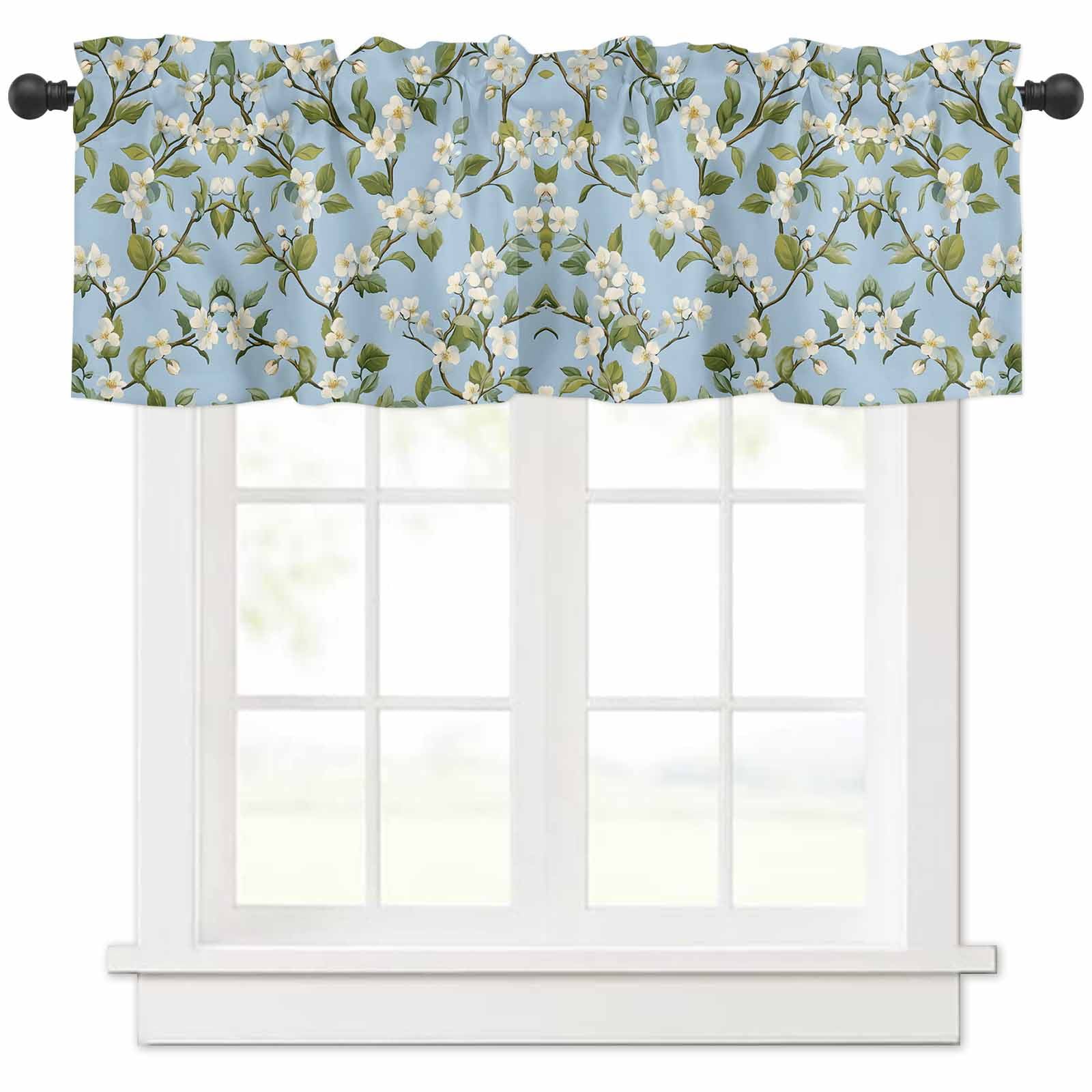 Flower Valances for Windows Farmhouse Kitchen Curtains Valances Rod ...
