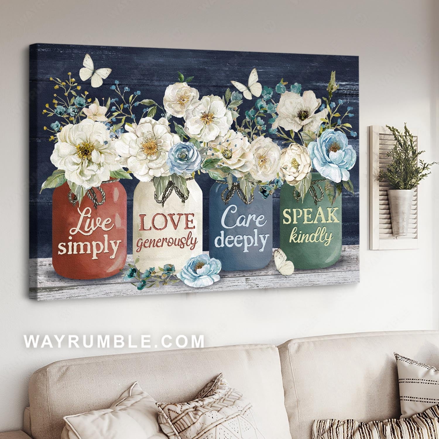 Flower Vase, Butterfly Drawing, White Flower Painting, Live Simply ...