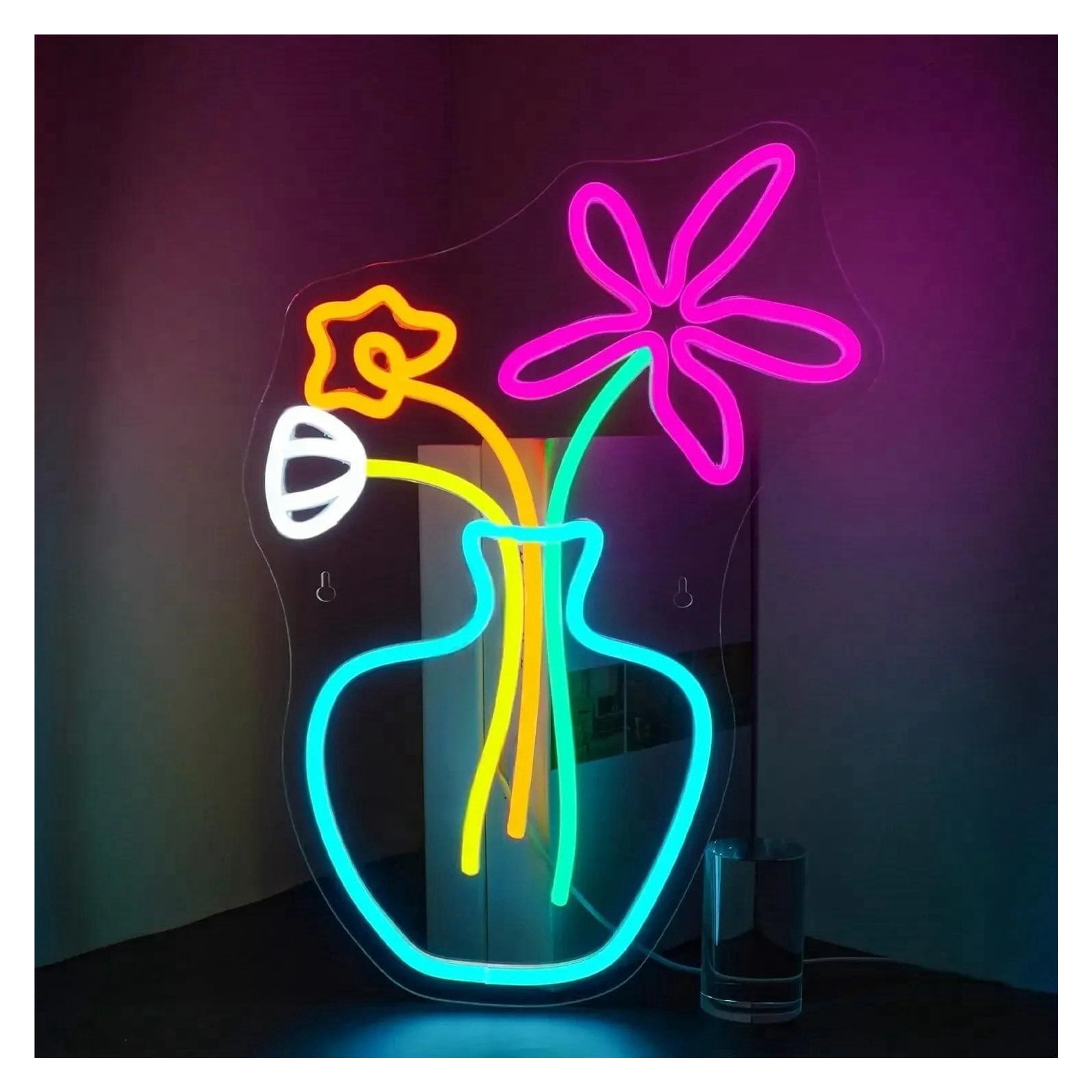 Flower Vase Neon Signs Dimmable USB Powered LED Neon Lights For Bedroom ...