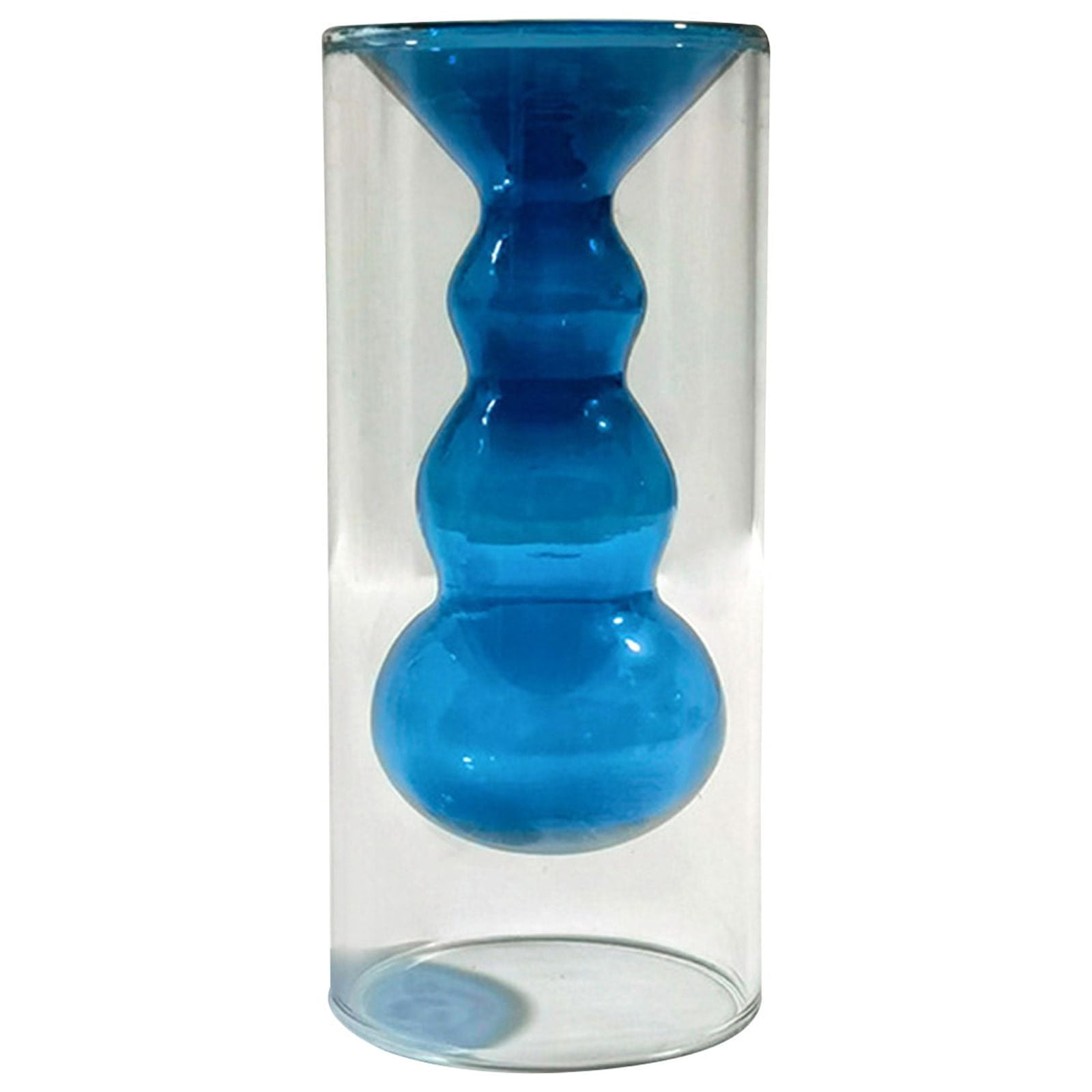 Flower Vase Nordic Double Layer Vase Hydroponic Transparent Glass Vase for Home Office School ...