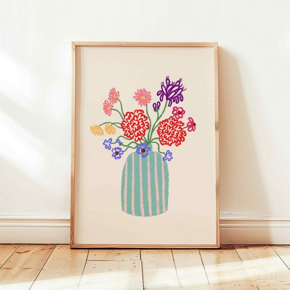 Flower Vase Poster Still Life Abstract Floral Girly Preppy Wall Art ...
