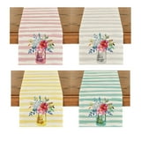 Flower Vase Spring Summer Table Runner, Holiday Kitchen Dining Stripes ...