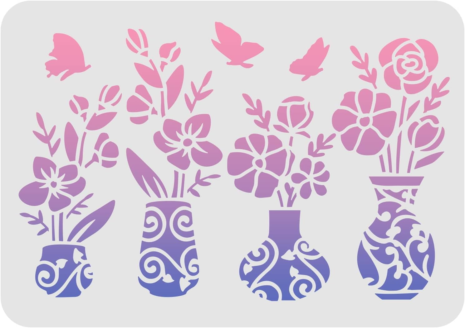 Flower Vase Stencil 11.7x8.3 inch Hibiscus Stencils Flowers Stencils ...