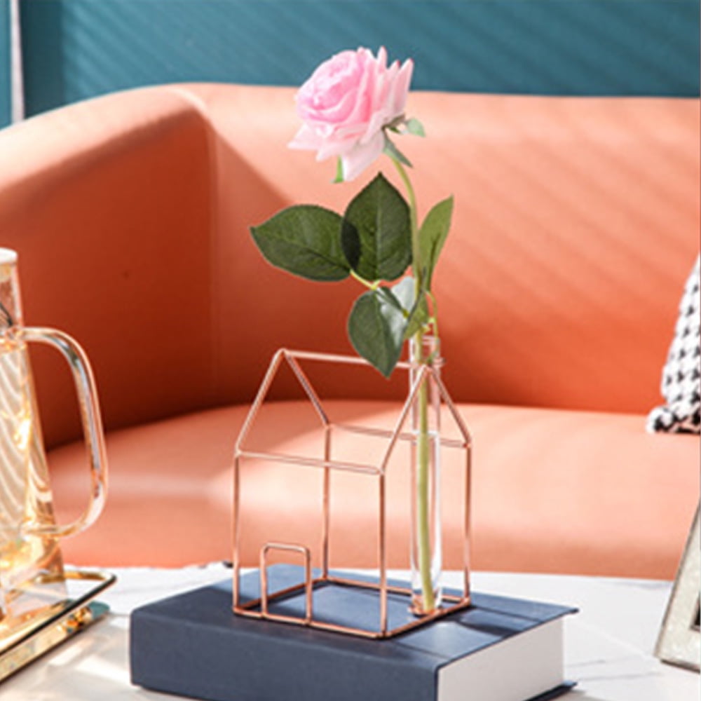 Flower Vase with Metal Stand Hydroponic Plant Flower Vase Suitable for ...