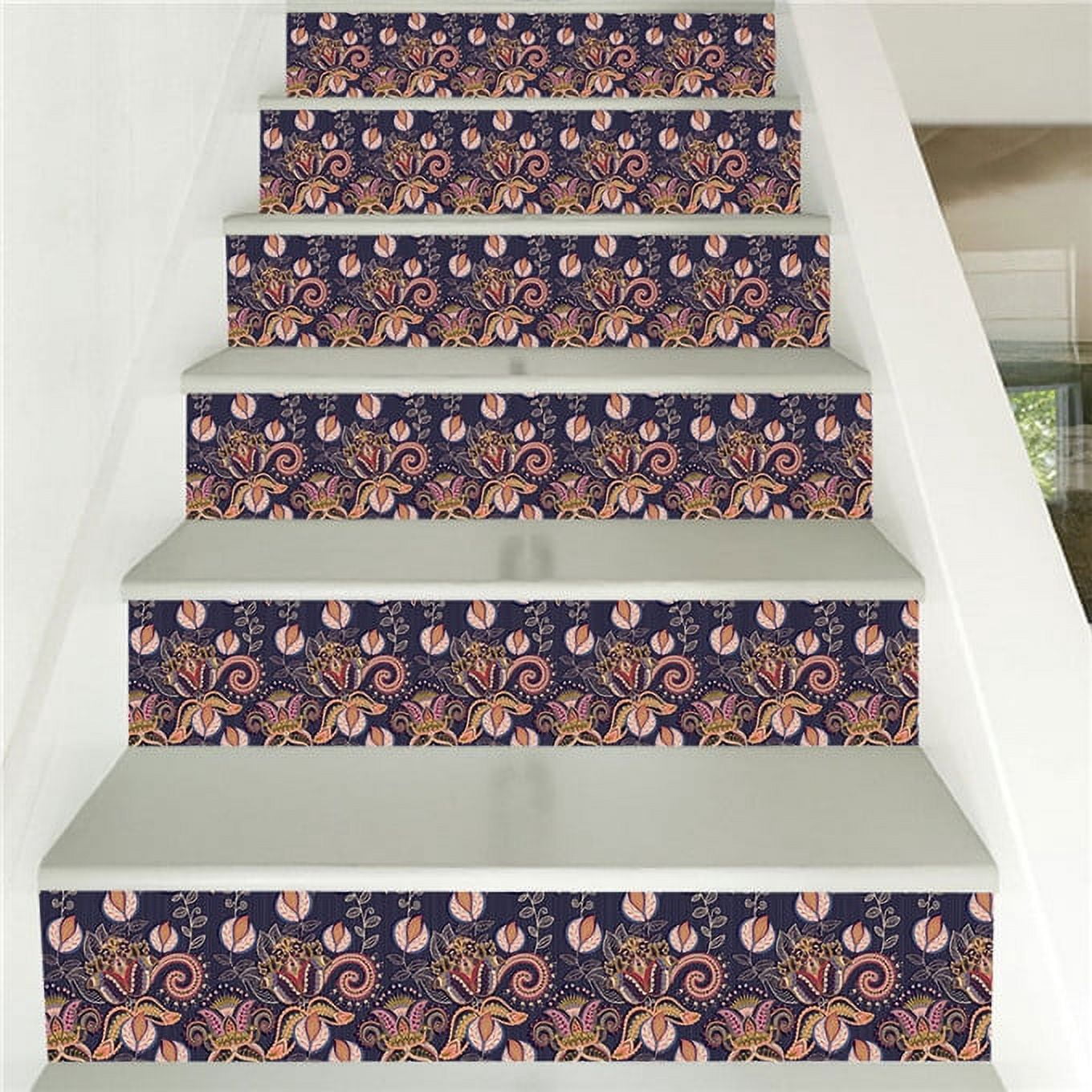 Flower Vine Pattern Stairs Stickers Self-adhesive Removable PVC ...