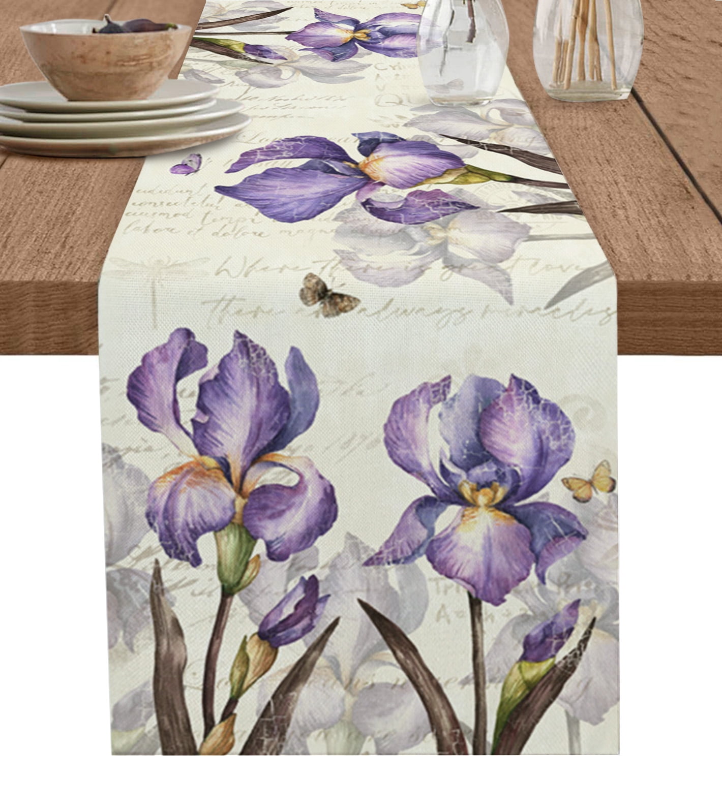 Flower Vintage Hand Drawn Table Runner Wedding r Table Cover Dinner ...