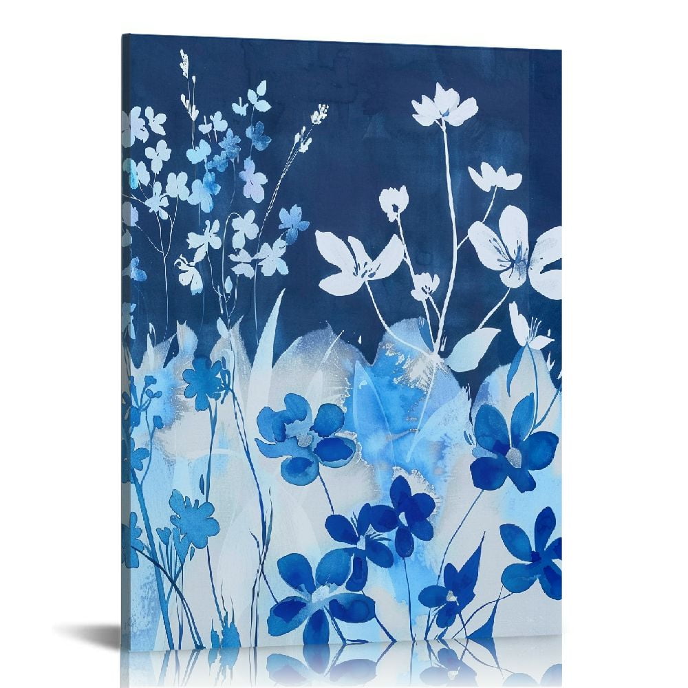 Flower Wall Art - Abstract Blue Plant Canvas Image, Life Canvas Print ...