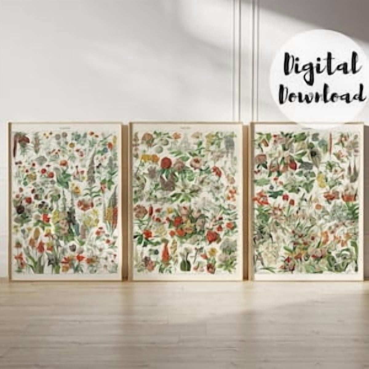 Flower Wall Art, Set of 3, Flower Posters, Botanical Wall Art ...