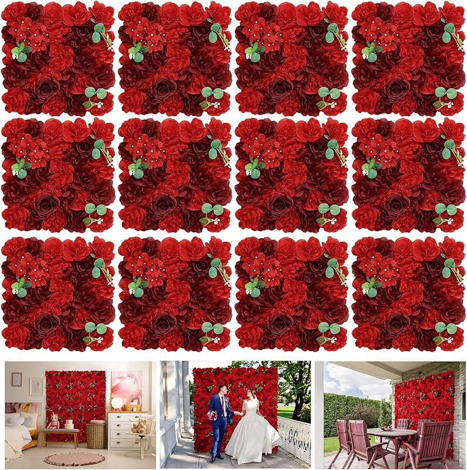 Flower Wall Backdrop 12PCS 16.5x16.5 Inch Floral Wall Panel White ...