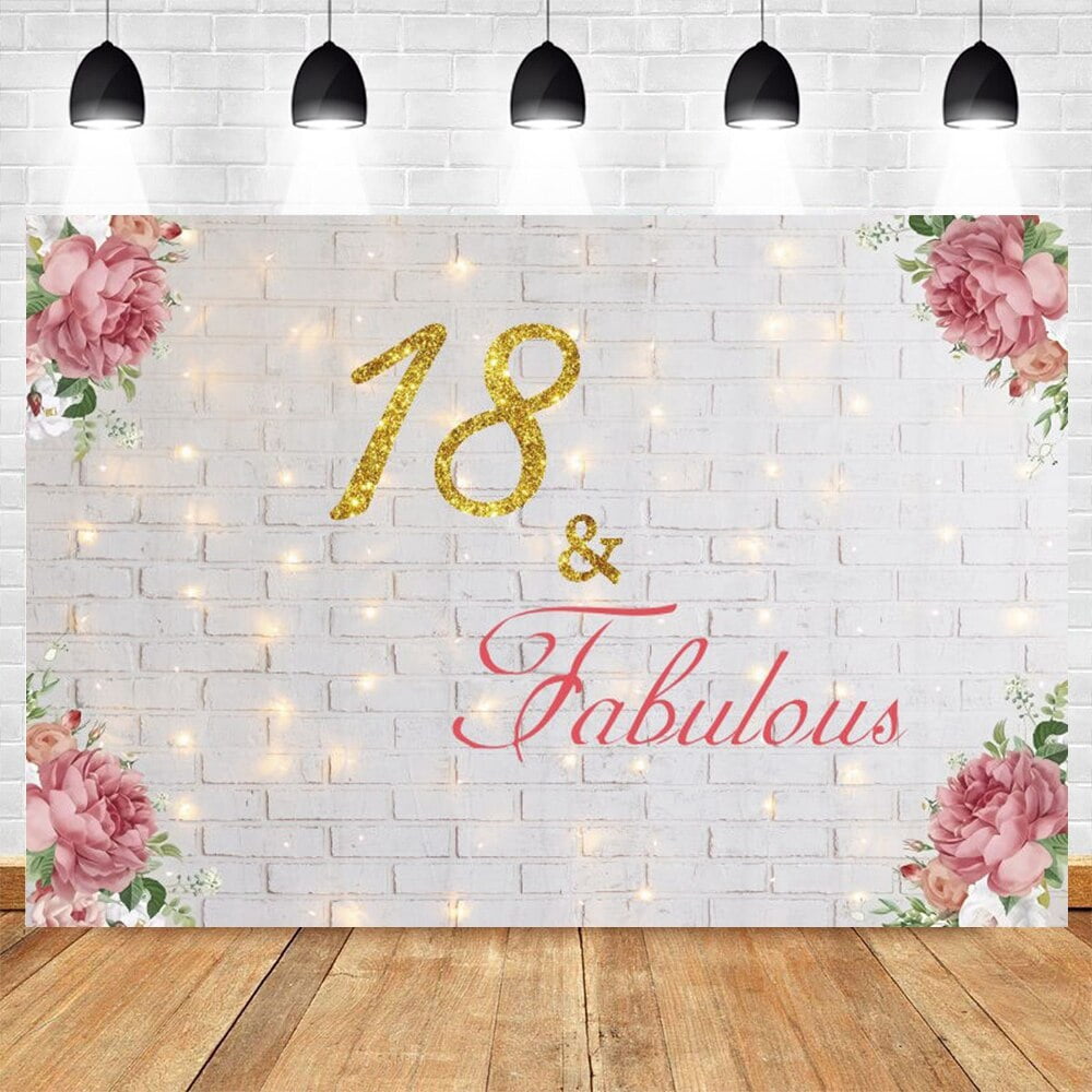 Flower Wall Backdrop Glitter White Brick Wall Photography Background ...