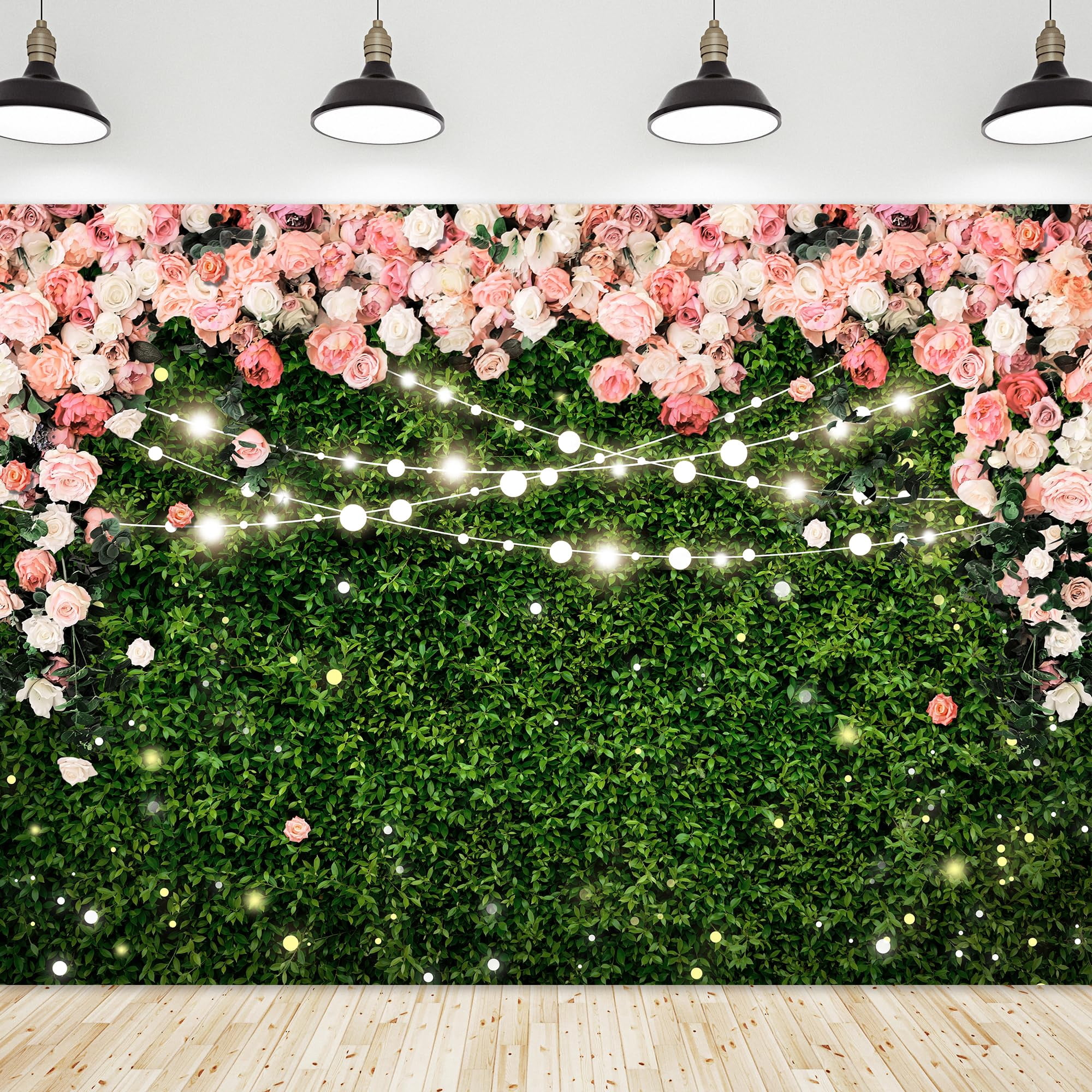 Flower Wall Backdrop Pink Rose Floral Blossom Green Leaves Plant Spring ...