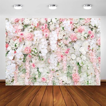 White Flower Wall Backdrop 15x15 Inches: 6 Packs 3D Floral Rose Wall ...