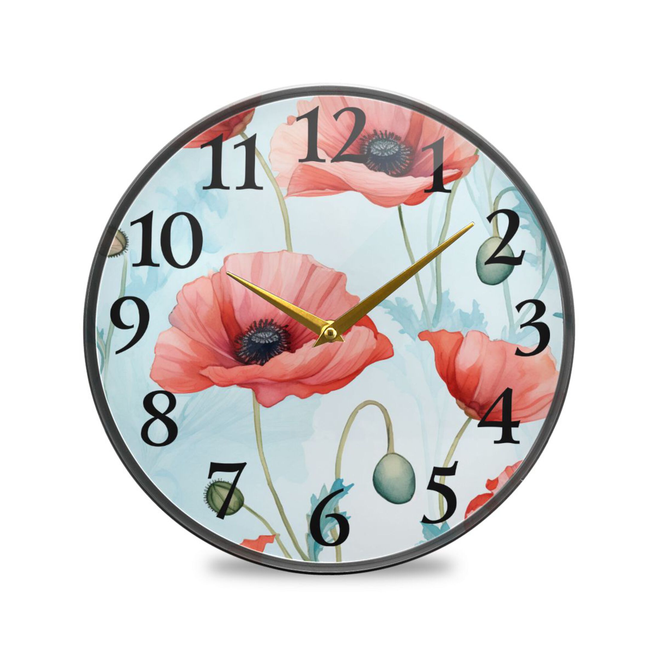 Flower Wall Clocks Battery Operated 9.5 Inch Round Clock Acrylic Silent ...