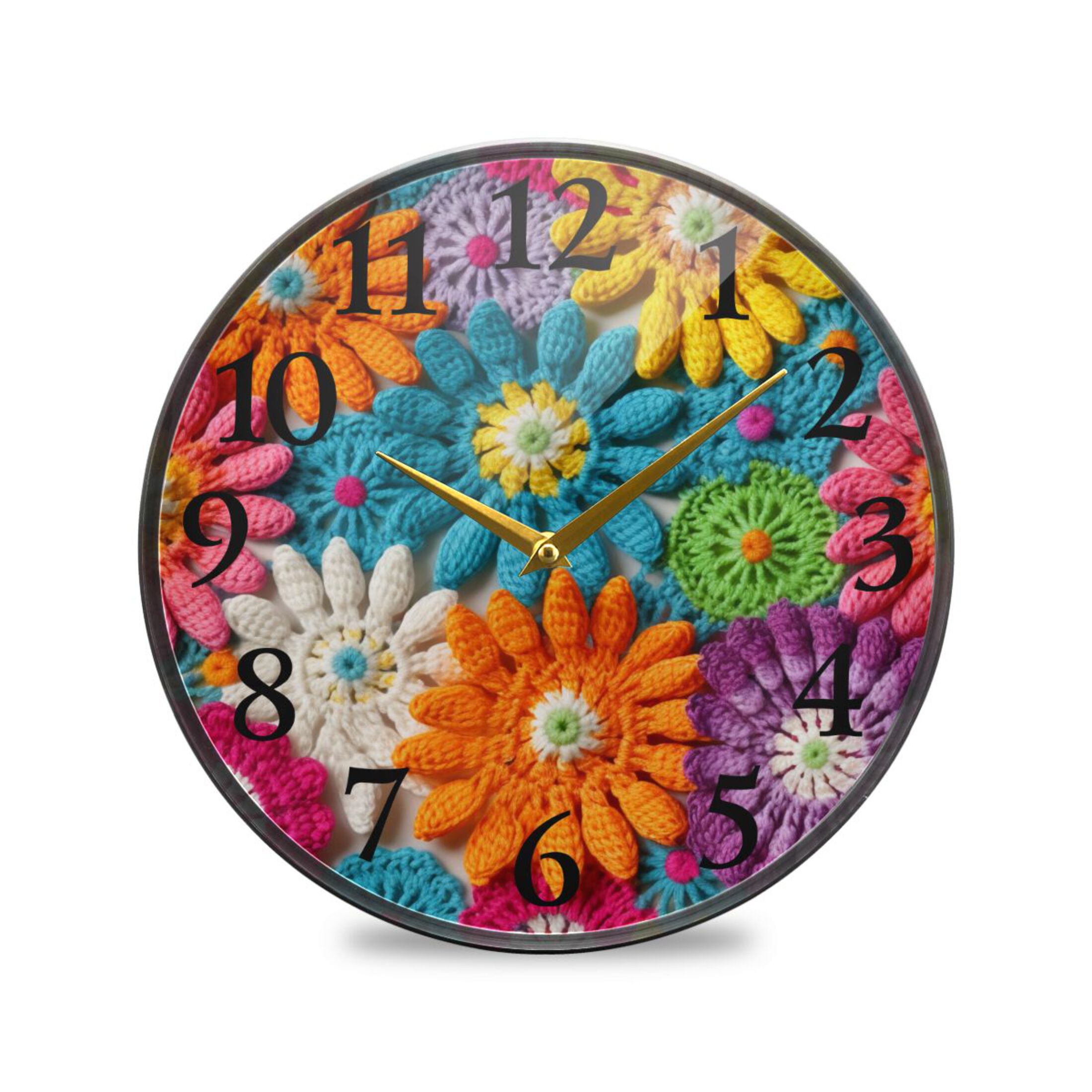 Flower Wall Clocks Battery Operated 9.5 Inch Round Clock Acrylic Silent ...