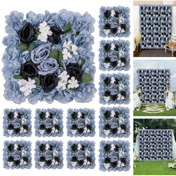 Flower Wall Panels, 12 Pcs 15x15 Inch Artificial Silk Rose Backdrop for ...