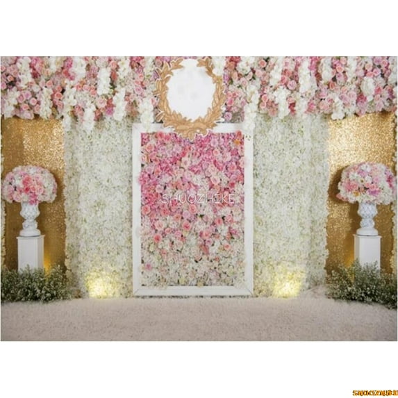 Flower Wall Wedding Photography Backdrops Indoor Background Ceremony ...