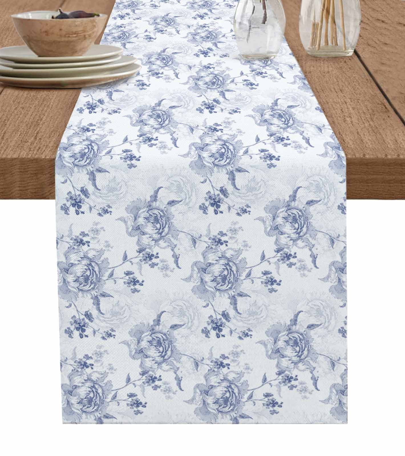 Flower Wallpaper Hand Drawn Line Draft Table Runner ration Home r ...