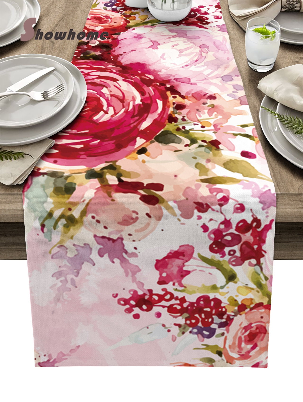 Flower Watercolor Table Runner Luxury Hotel Wedding r Table Cover ...