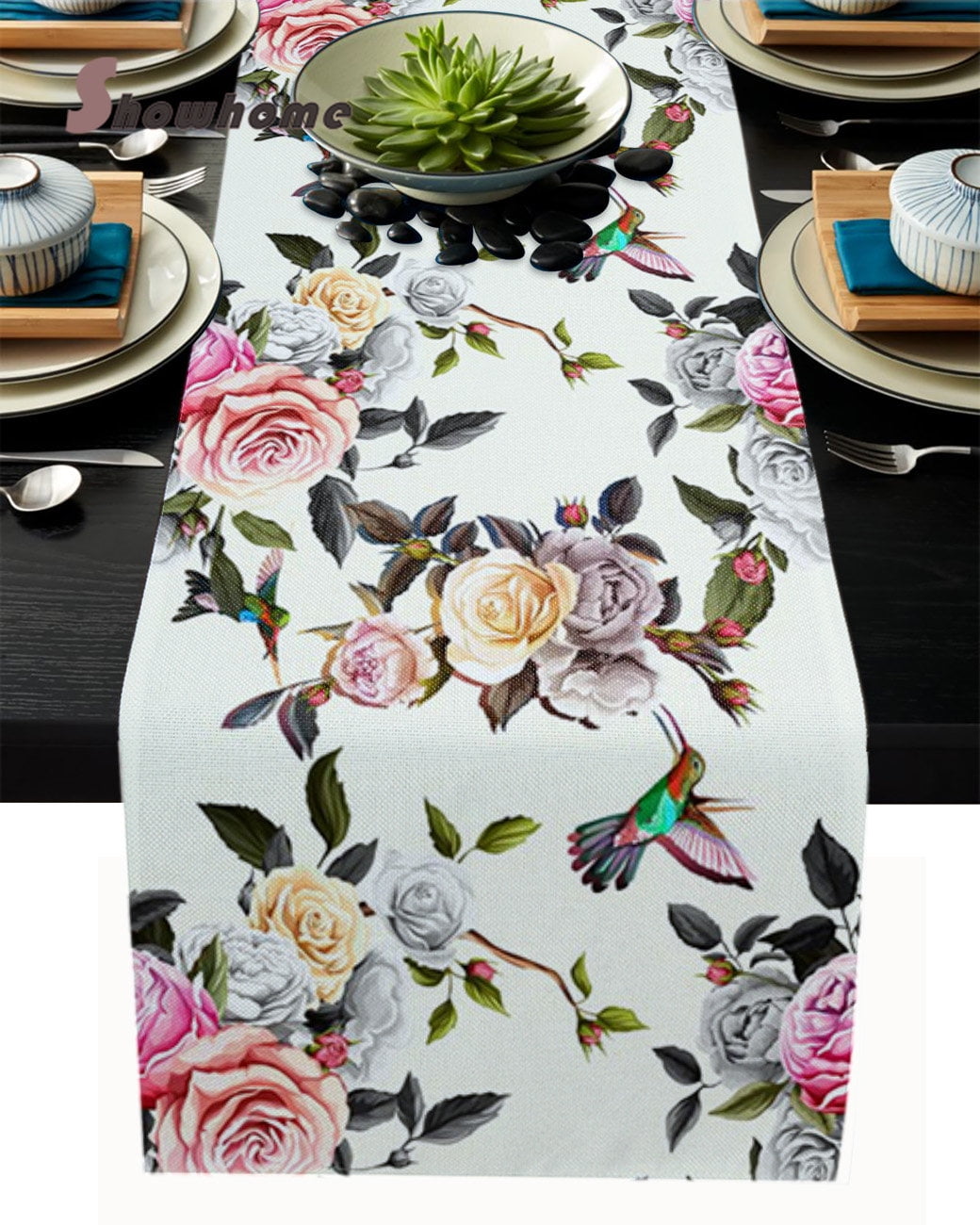 Flower Watercolor Table Runner Luxury Hotel Wedding r Table Cover ...
