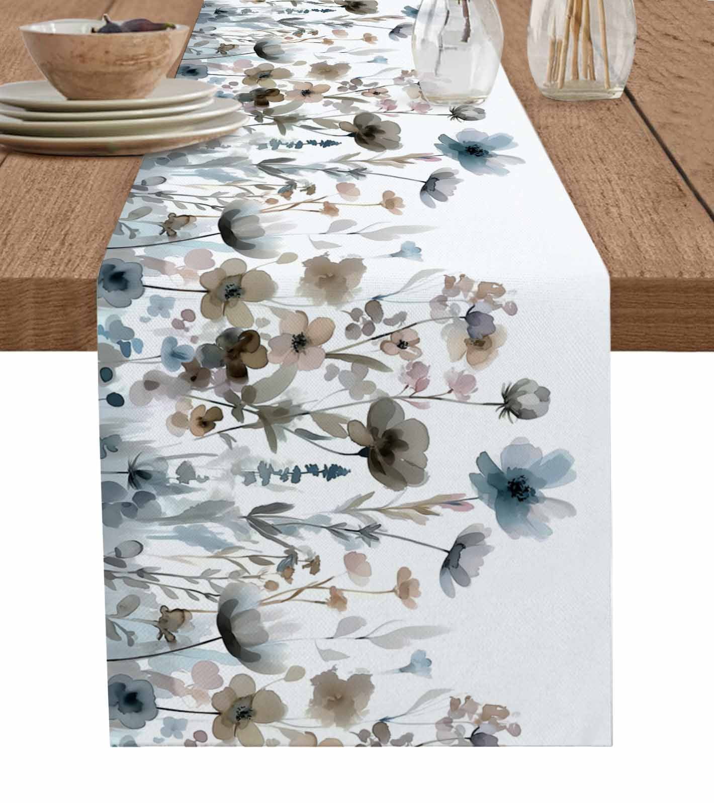 Flower Watercolor Table Runner Wedding r Table Runner Holiday Dining ...