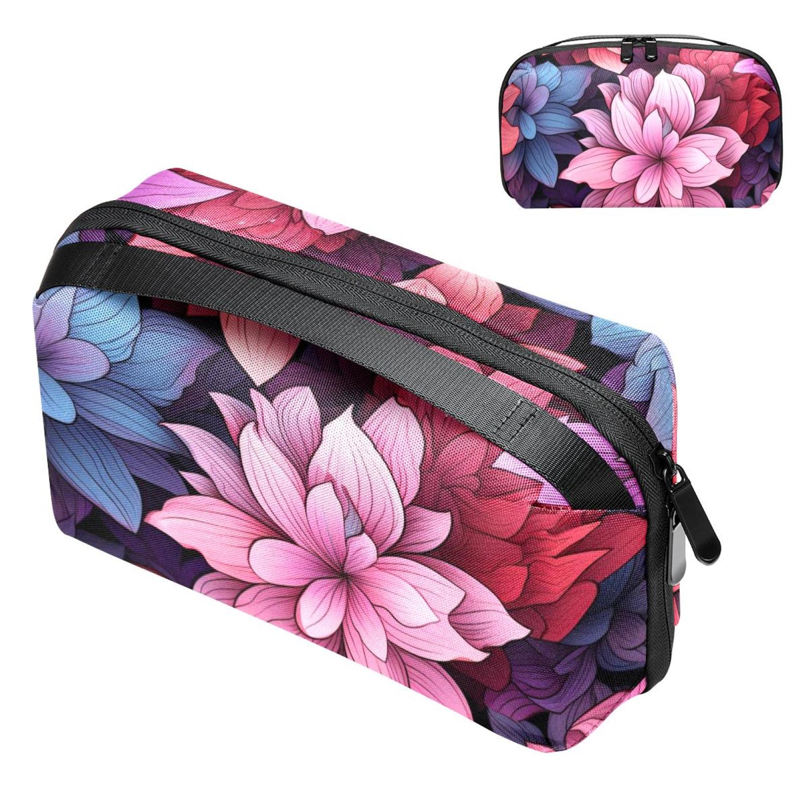 Flower Waterproof Oxford Fabric USB Pouch Hard Drive Case Charger Case ...
