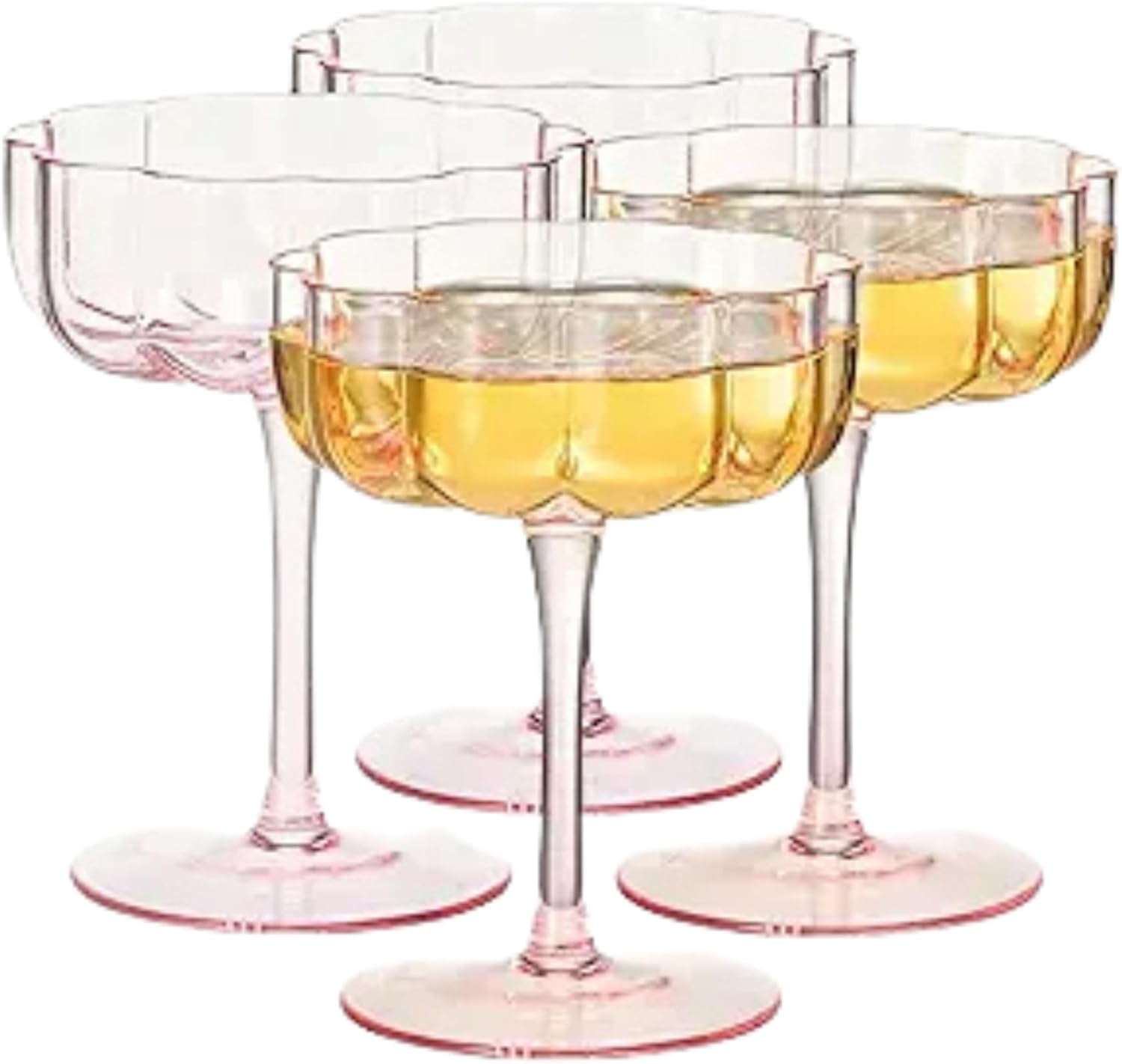 Flower Wavy Glass Coupes Martini, Champagne & Cocktail Coupes - Set of ...