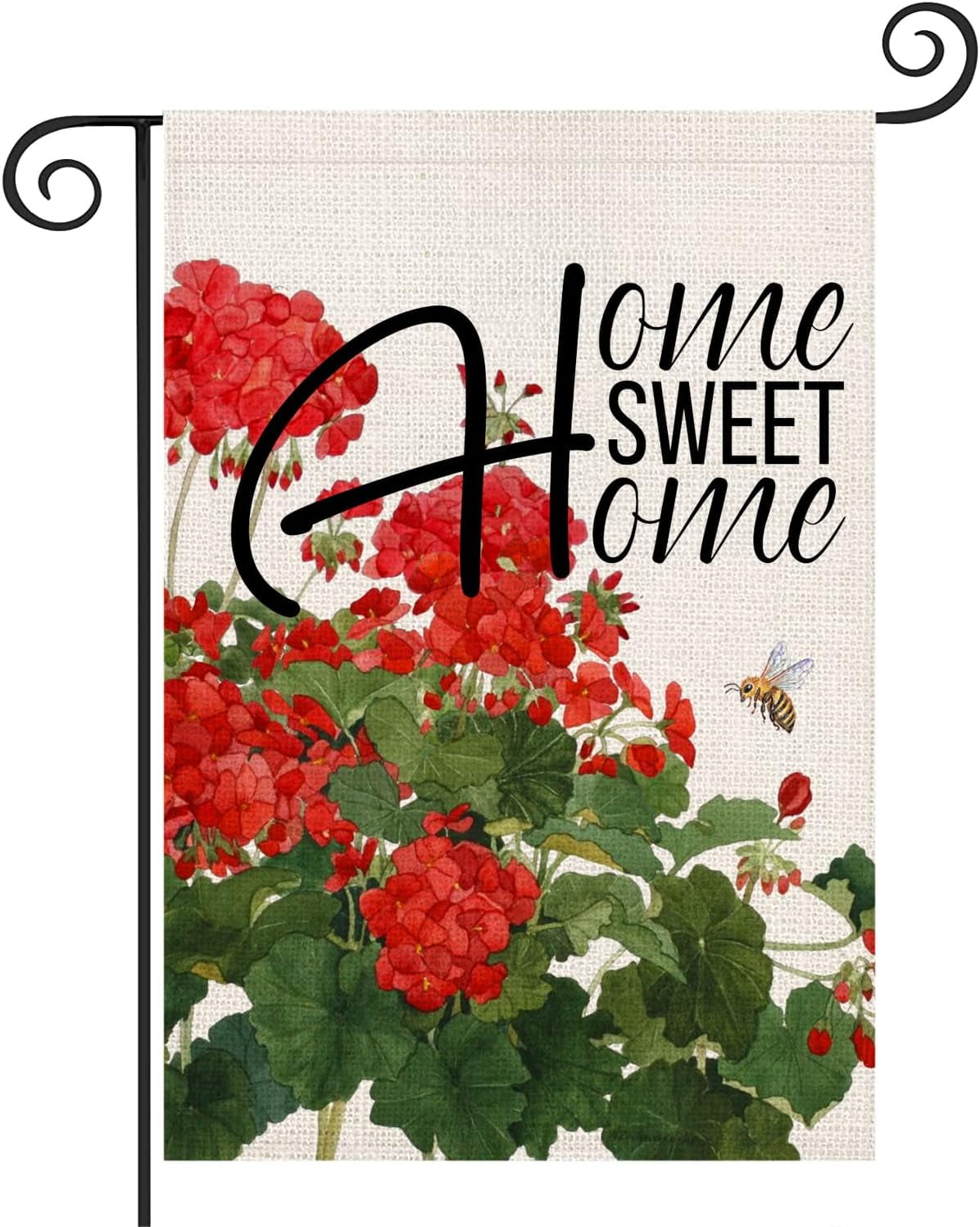 Flower Welcome Garden Flag Double Sided Geranium Flowers Yard Flag Home ...