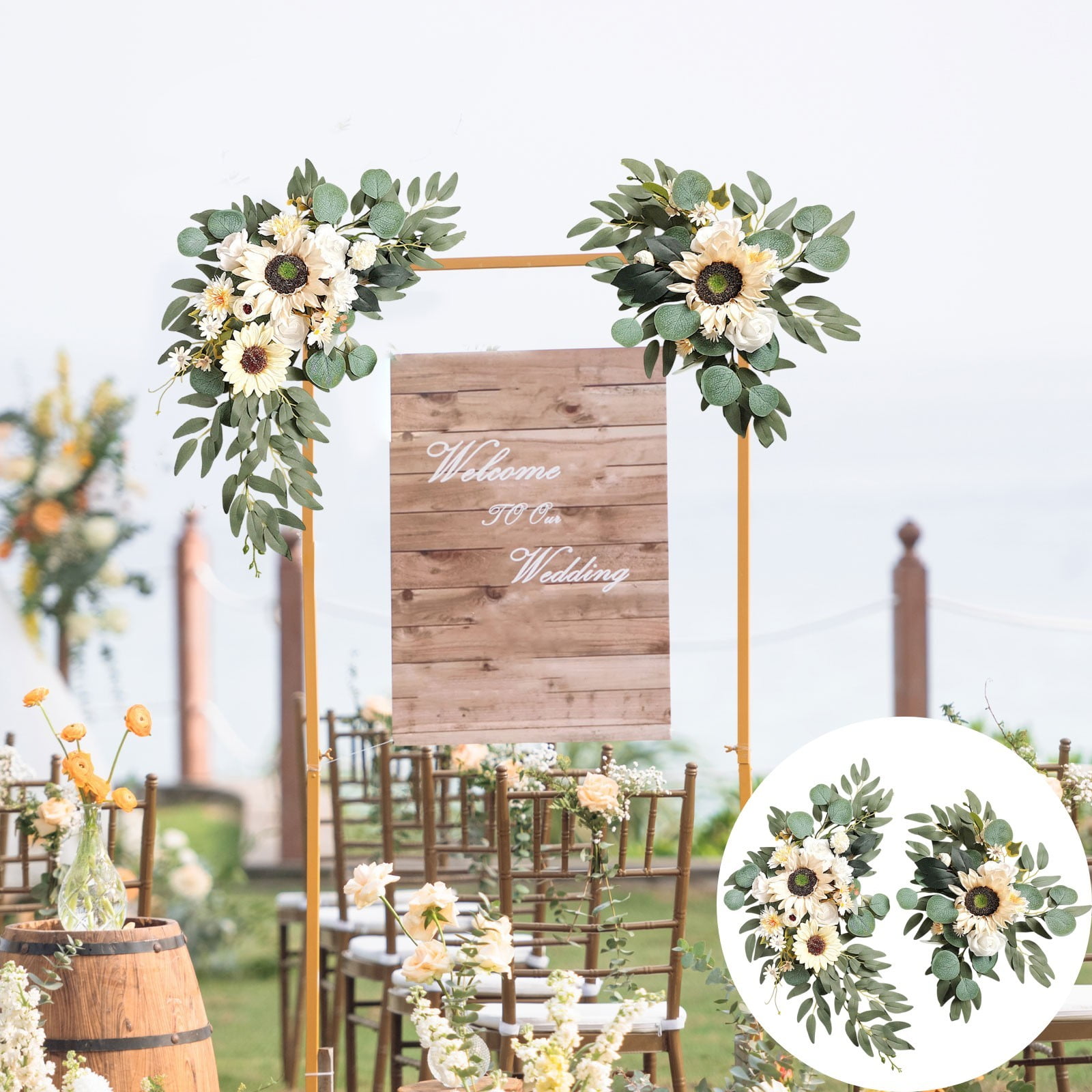 Flower Welcome Signboard Table Flower Decoration Two-Piece Set Pink ...