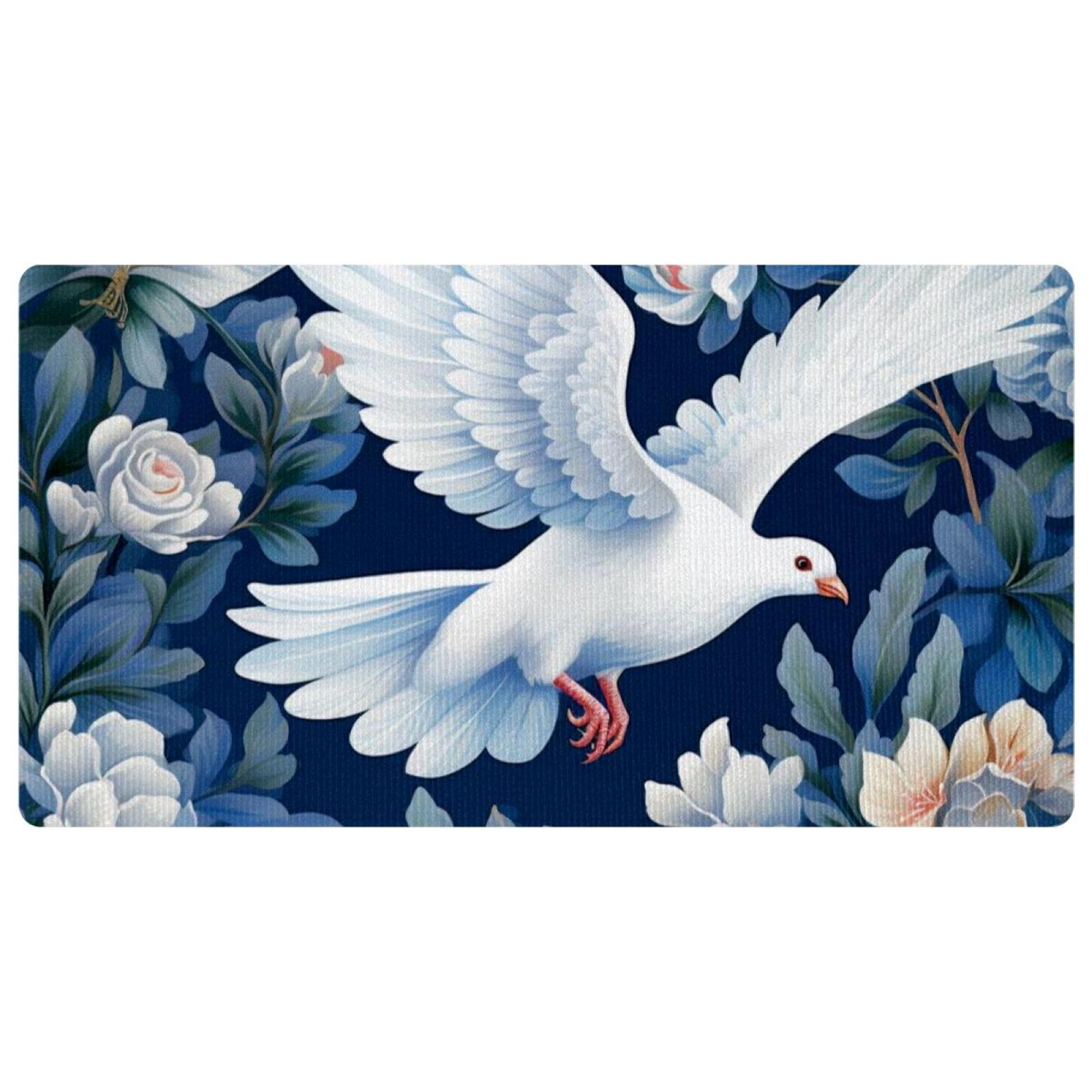 Flower and White Dove Deluxe Kitchen Mats for Floor - Anti Fatigue ...