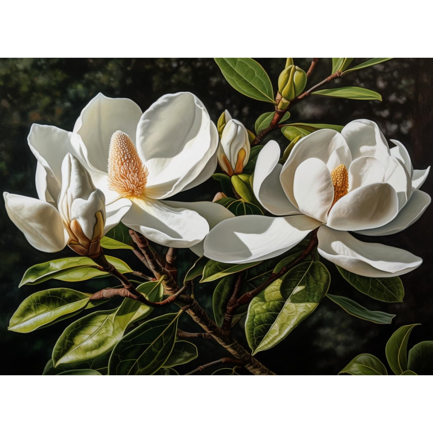 Flower White Magnolia 5D Diamond Art Painting by Number Kits for Adults ...