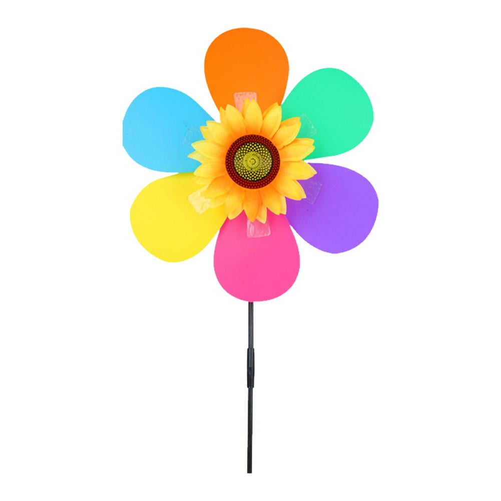 Flower Wind Spinners,Sunflower Wind Spinners with Stakes,Rainbow Garden ...