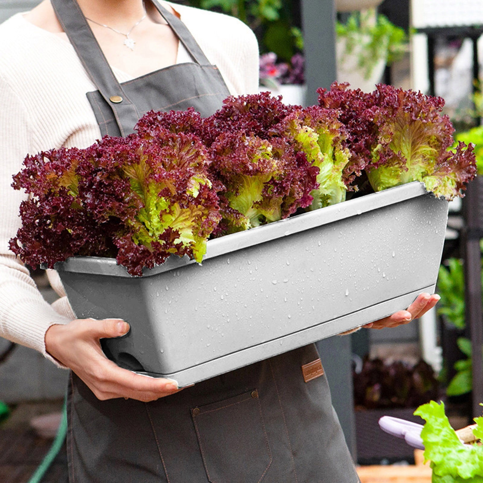 Flower Window Box Rectangular Planter for Outdoor Plants Large Capacity ...