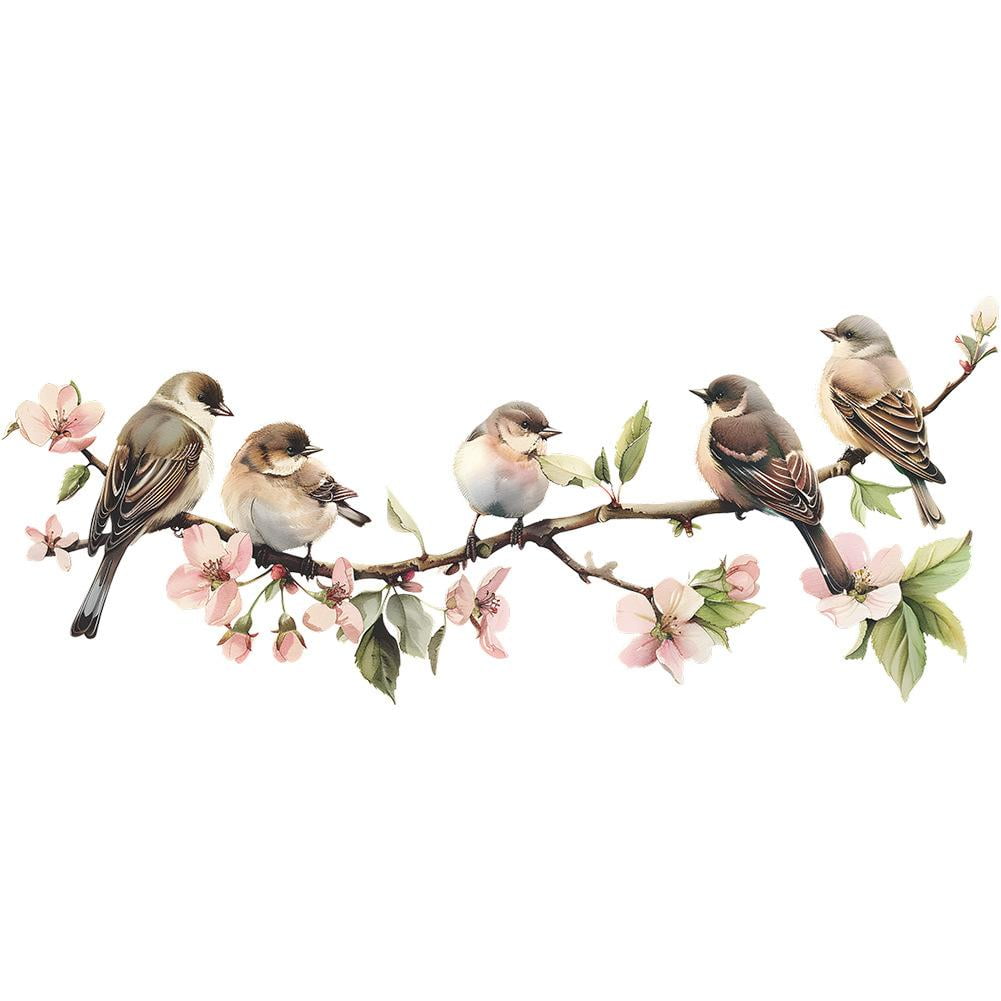 Flower Window Clings, Birds Floral Window Decals, Removable Floral ...