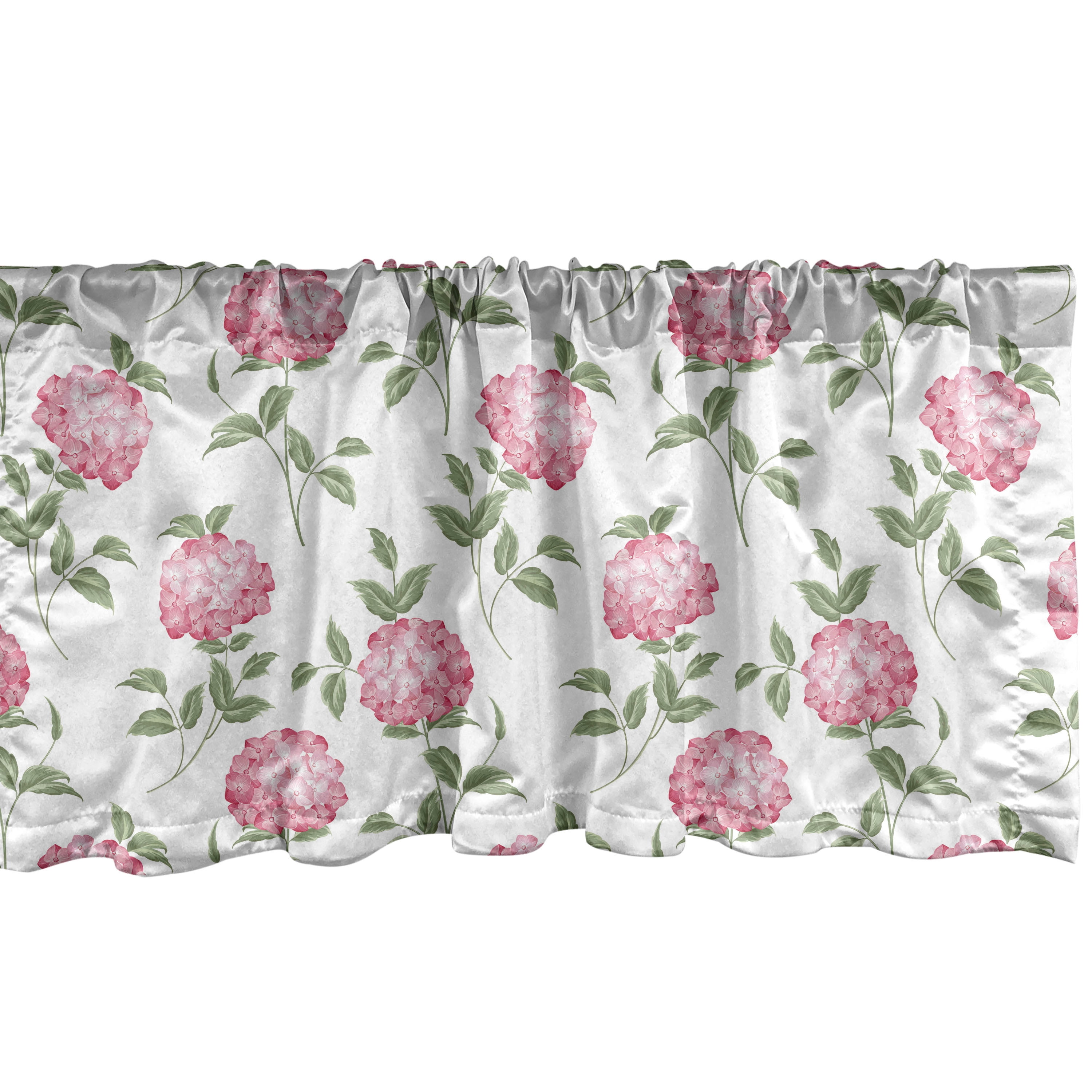 Flower Window Valance Pack of 2, Abstract Simplistic Hydrangea Floral ...
