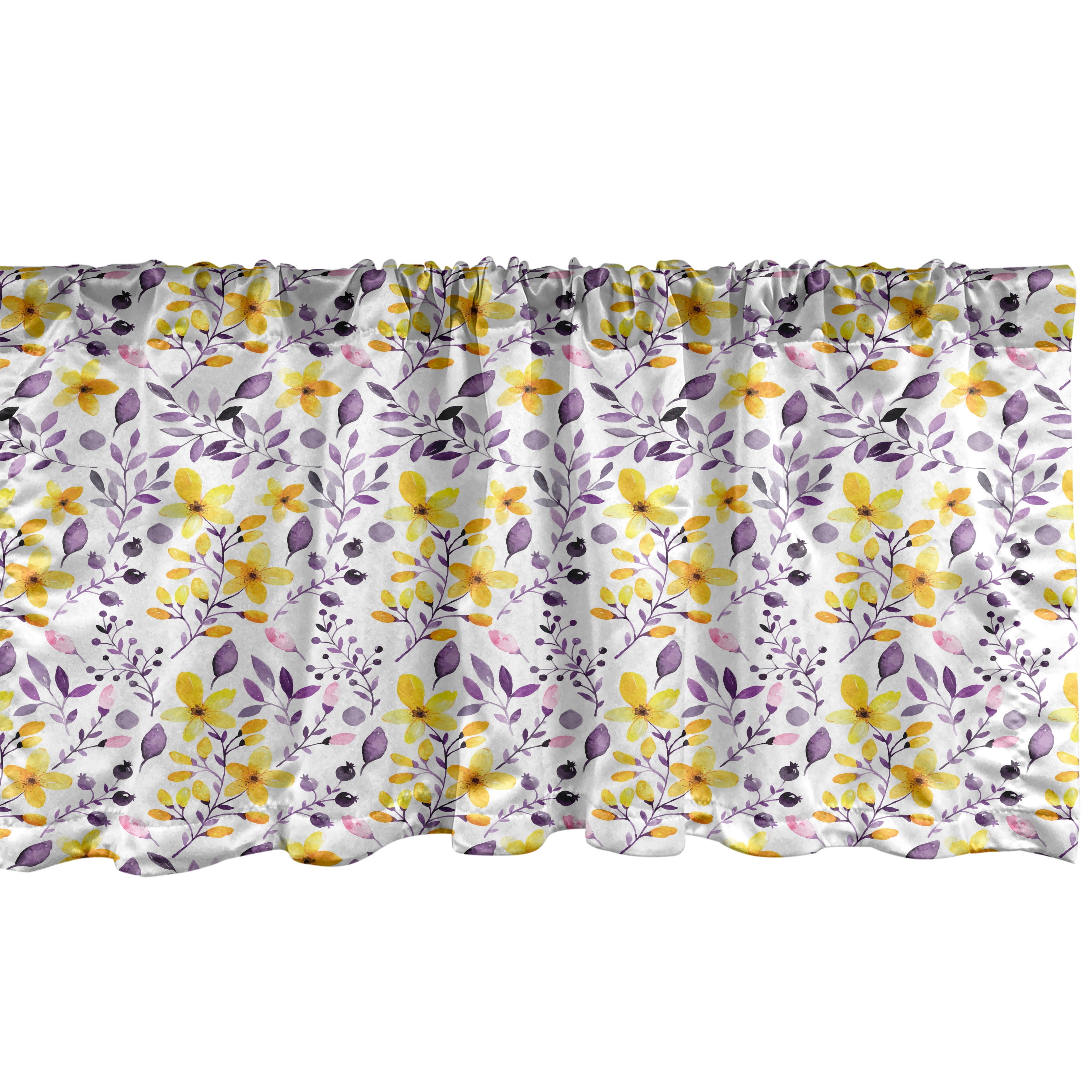 Flower Window Valance Pack of 2, Pattern with Flowers and Leaves ling ...