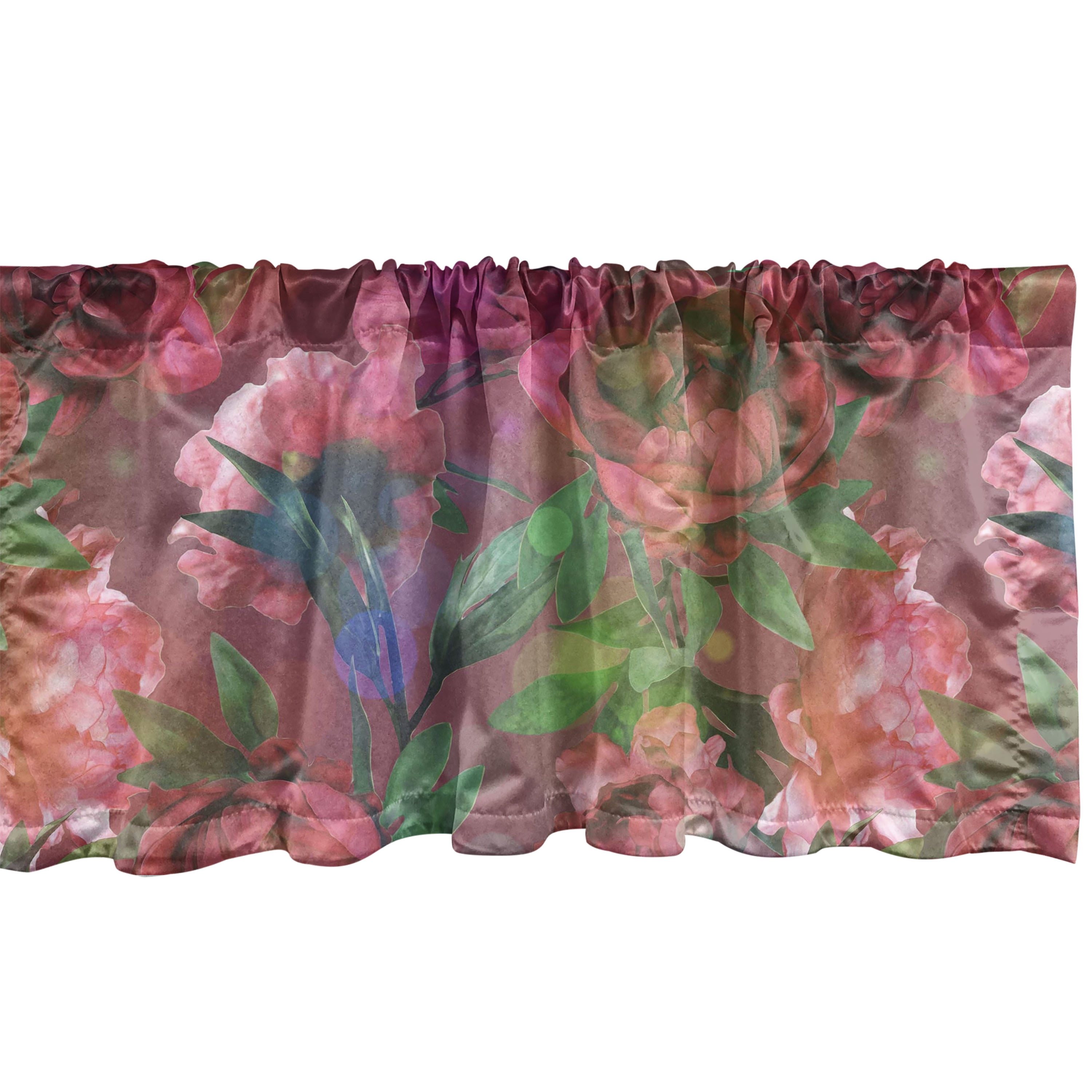 Flower Window Valance, Romantic Flowers Pattern Colorful Retro Bokeh ...