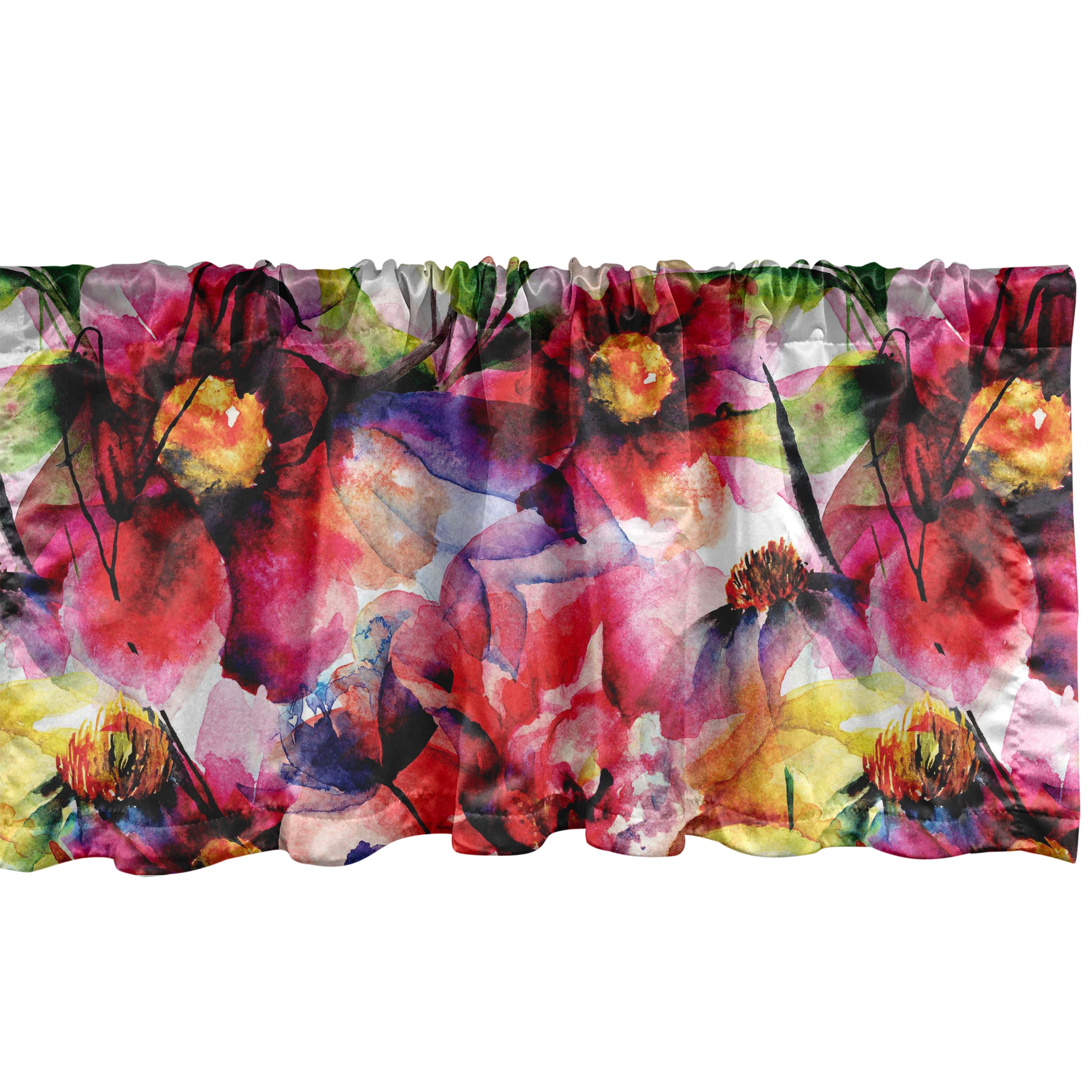 Flower Window Valance, Watercolor Concept Fine Art Style Flowers ...