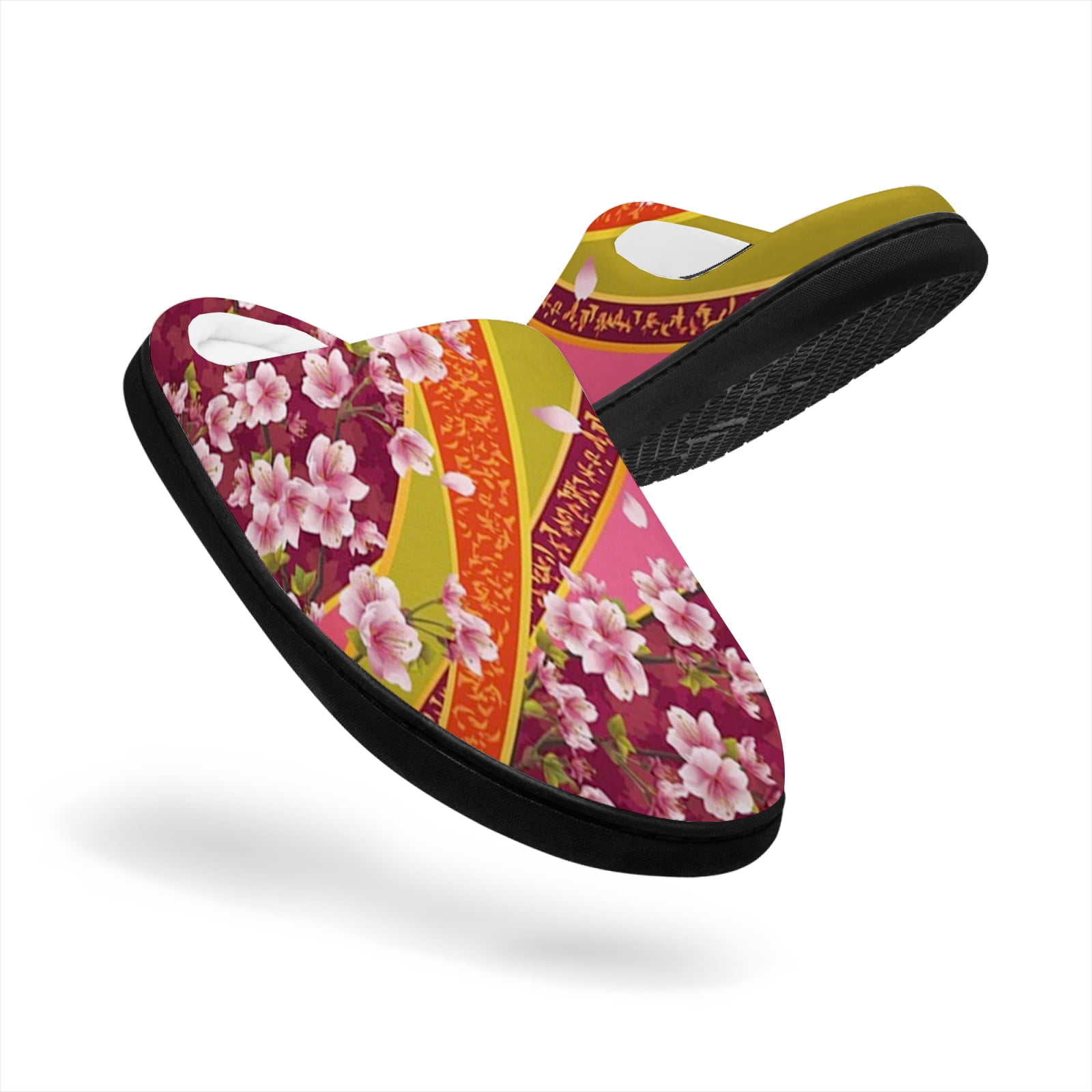 Flower,Womens Cozy flannel Slippers Soft Slip on,Japanese Cherry Tree ...