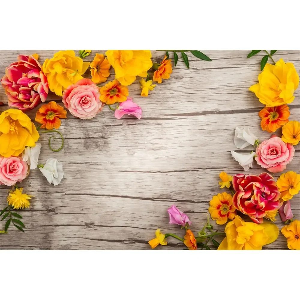 Flower Wood Wall Product Photography Backdrops Spring Wood Boards Photo ...