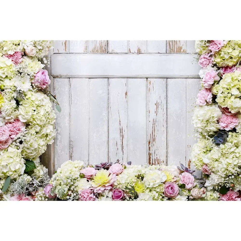 Flower Wood Wall Product Photography Backdrops Spring Wood Boards Photo ...